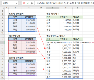 EXPAND 함수 – 범위 확장하기 - 엑셀웍스