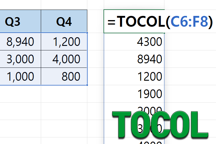TOCOL 함수 – 범위를 하나의 열로 만들기 - 엑셀웍스